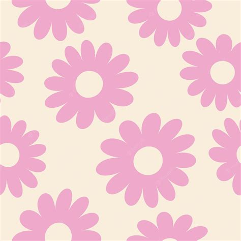 Premium Vector Floral Pattern In The Style Of The 70s With Groovy Daisy Flowers Retro
