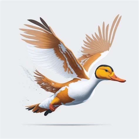 Illustration Vectorielle De Canard Volant Fond Blanc Vecteur Premium