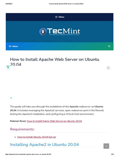 how to install apache web server on ubuntu 20 04 pdf internet and web world wide web