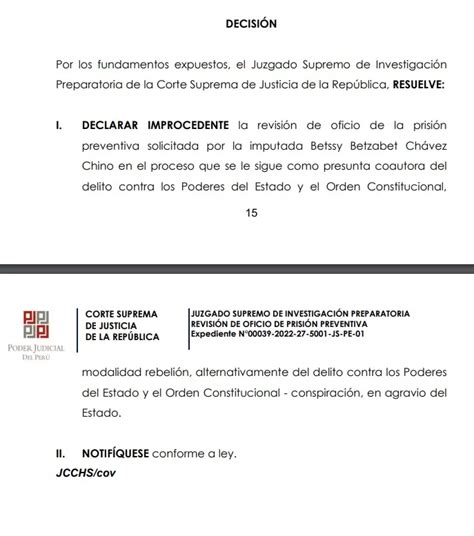Poder Judicial Betssy Chávez seguirá en prisión Canal N
