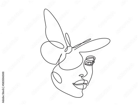 Beautiful Woman Vector Logo Design In Simple Minimal Line Art Style Pretty Portrait With