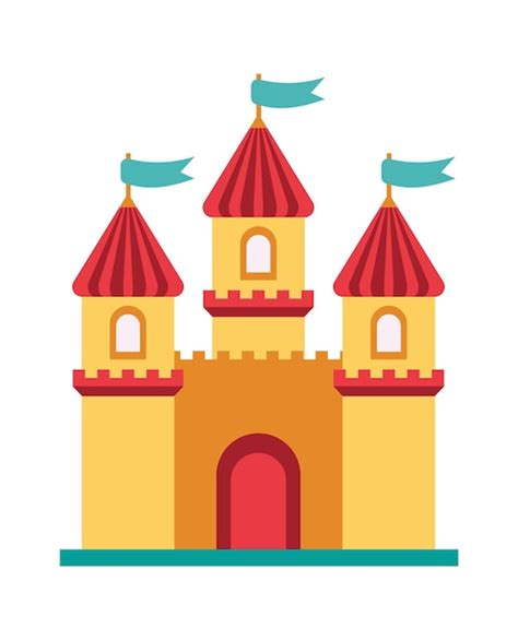 Castillo de dibujos animados con torres ilustración vectorial Vector