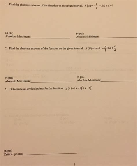 Solved Find The Absolute Extrema Of The Function On The Chegg