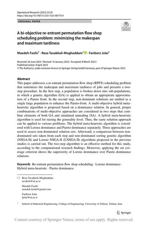 a bi objective re entrant permutation flow shop scheduling problem minimizing the makespan and