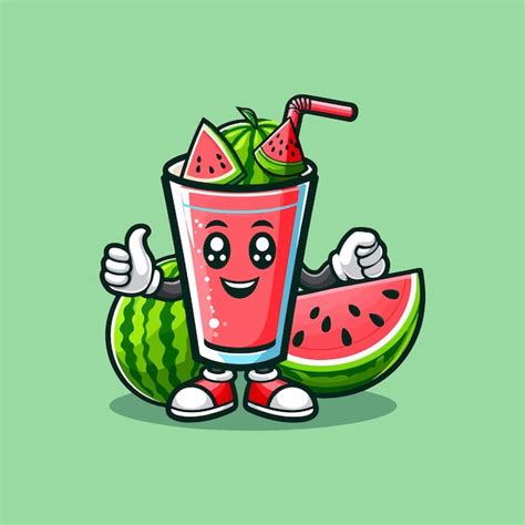 Fresh A Glass Of Watermelon Juice Smoothies Vector Illustration For