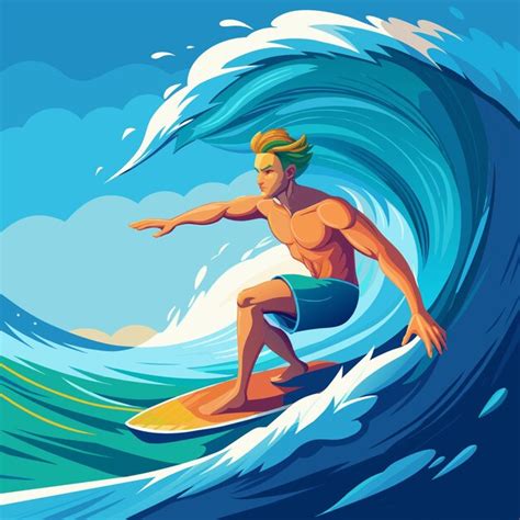 Premium Vector Surfer Man Wave Riding Vector Background Design