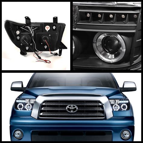 2007 2012 Toyota Tundra Halo LED Projector Headlights Black Spyder