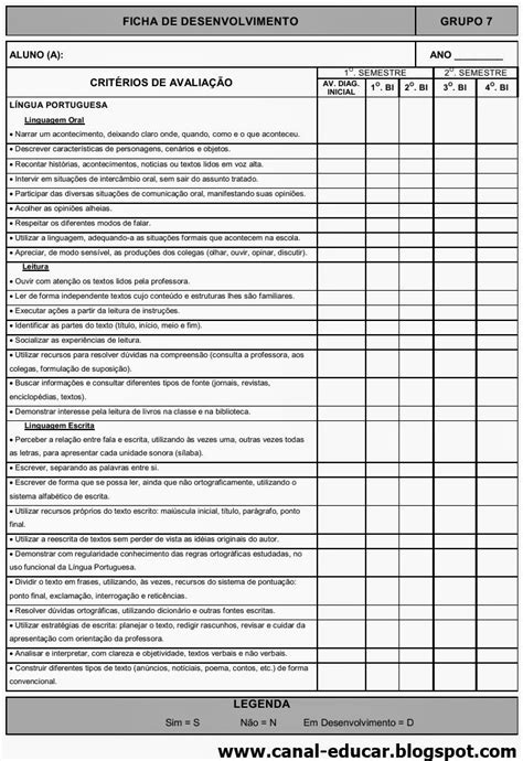 Ficha De Acompanhamento Individual Do Aluno