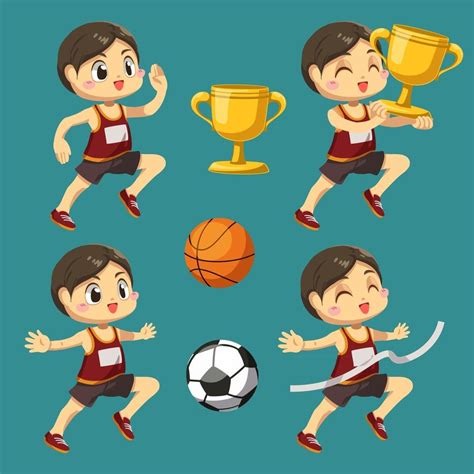 conjunto de deportista con baloncesto y fútbol en vector de personaje