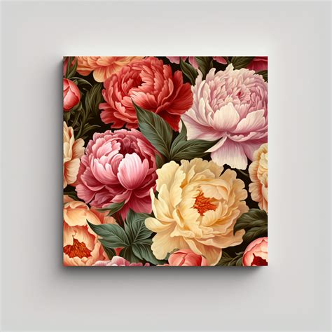 Cuadro Decorativo De Peonías Patrón Floral En Alta Definición