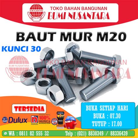 Jual BAUT MUR M20 BAUT M20 BAUT PUTIH M20 BAUT GALVANIS M20 BAUT KUNCI