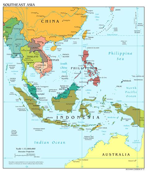 Large Scale Political Map Of Southeast Asia Vidiani Maps
