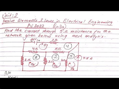 Calculate Current Through Mesh Analysis PU 2021 Qn3a ECM 3rd Sem