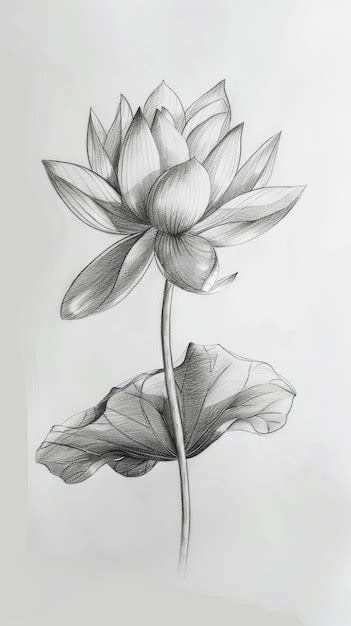 Lotus Flower Pencil Sketch Symbolizing Purity And Transformation