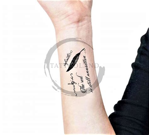 Tatuaż zmywalny wodny piórko napisy cytaty Tattooland