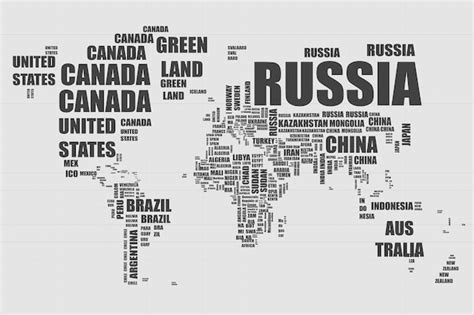 Mapa Mundial De Tipografia Nomes De Pa Ses Vector Vetor Premium