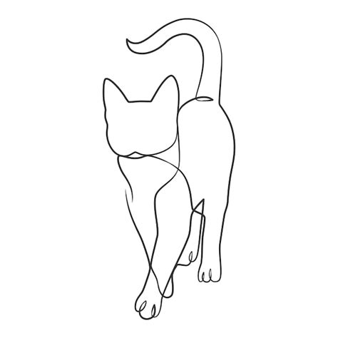 Dibujo de línea continua de lindo gato dibujo de una línea de gato