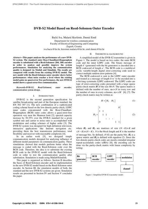 pdf dvb s2 model based on reed solomon outer encoder