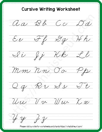 Cursive Writing A To Z Poster Your Home Teacher
