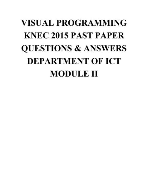 visual programming solved knec past paper 14187