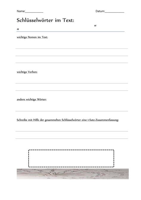 Schl Sselw Rter Aus Einem Text Notieren Unterrichtsmaterial In Den