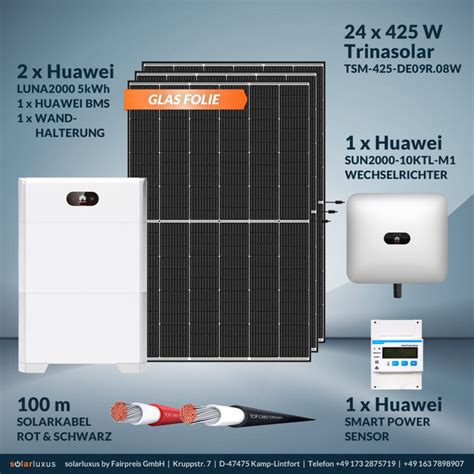 10kWp Solaranlage Komplettpaket Mit 10kWh Huawei Luna2000 Speicher