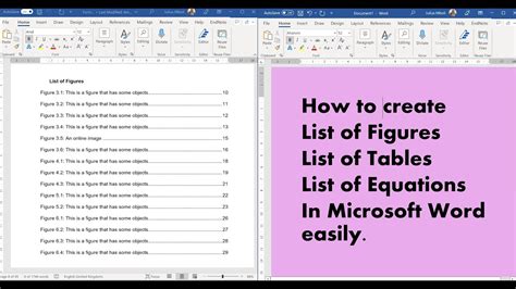Easiest Way To Automatically Creat List Of Figures And List Of Tables
