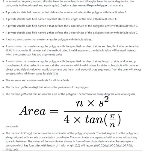 solved 2 in an n sided regular polygon all sides have the