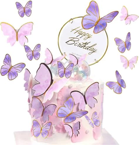 Happy Birthday Tortendeko Lila Schmetterling Deko Cake Topper St Ck