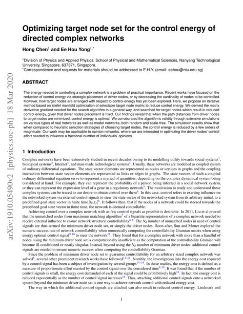 pdf optimizing target node set for the control energy of directed complex networks
