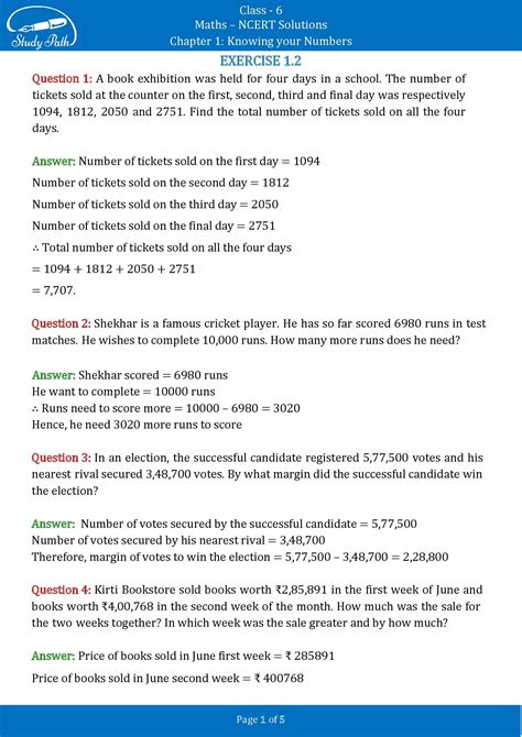 Ncert Solutions For Class Maths Chapter Knowing Our Numbers Study