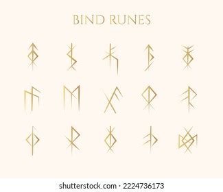 Viking Runes Isolated Set 24 Golden Stock Vector Royalty Free