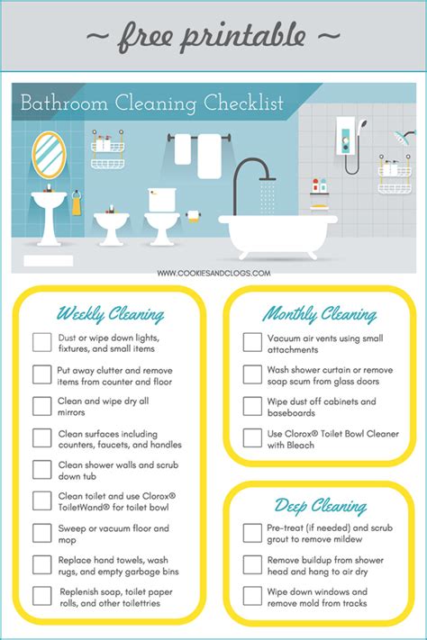 Free Printable Bathroom Cleaning Checklist Templates PDF 53 OFF