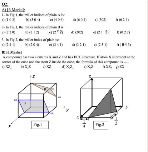 SOLVED 1 In Fig 1 The Miller Indices Of Plane A Are A 103 B