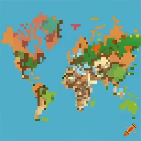 World Map In Pixel Art Style On Craiyon