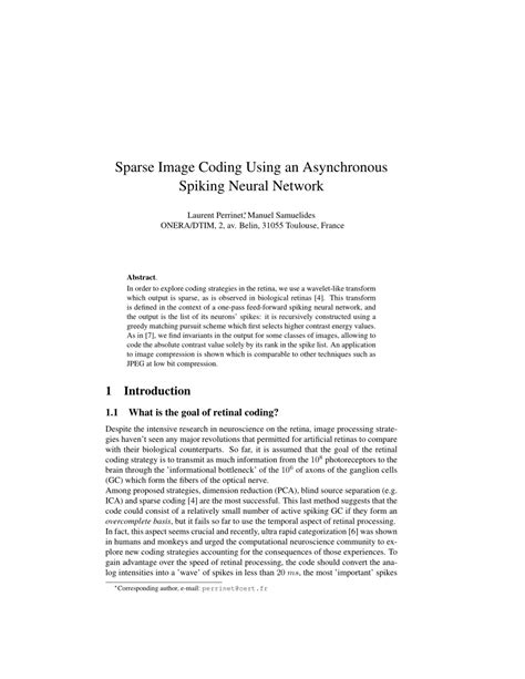 pdf sparse image coding using an asynchronous spiking neural network