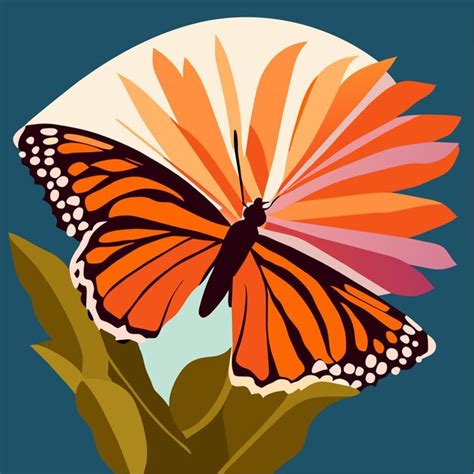 Arte Digital La Elegancia De La Mariposa Monarca Vector Premium