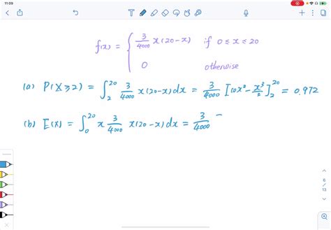 solved a pdf for a continuous random variable x is given use the pdf to find a p x ≥2 b e