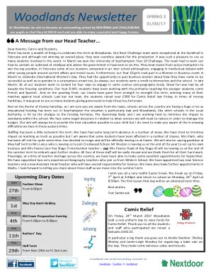 Fillable Online Woodlands Southampton Sch Woodlands Newsletter Fax