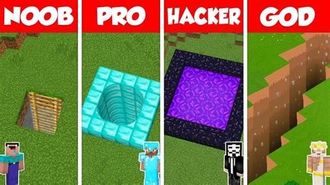 Minecraft Battle NOOB Vs PRO Vs HACKER Vs GOD DEEPEST TUNNEL HOUSE
