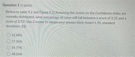 solved question 1 1 point refers to table 9 2 and figure
