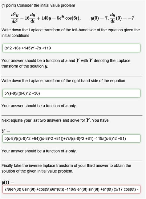 solved consider the initial value problem d 2y dt 2 16