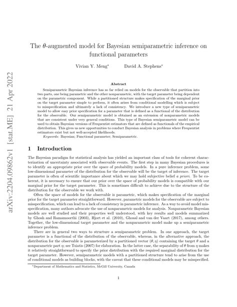 pdf the theta augmented model for bayesian semiparametric inference on functional parameters