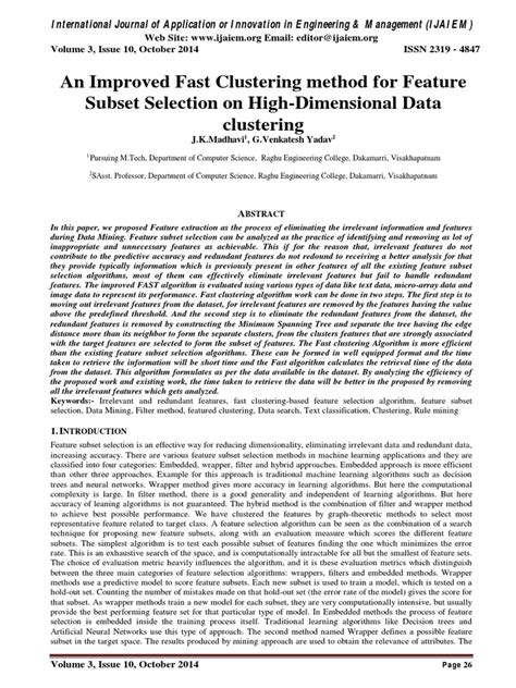 an improved fast clustering method for feature subset selection on high dimensional data
