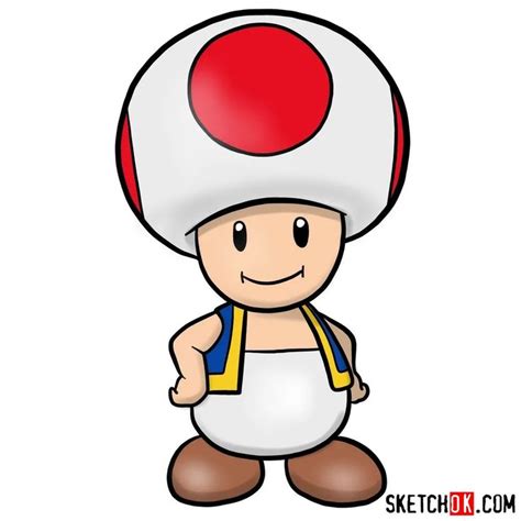 How To Draw Toad Super Mario SketchOk Step By Step Drawing