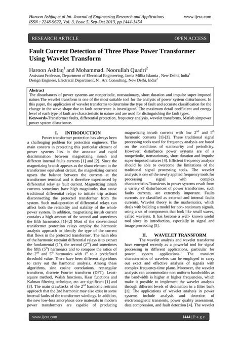 pdf fault current detection of three phase power transformer · fault current detection of