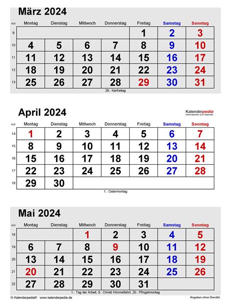 Kalender April 2024 Als Word Vorlagen