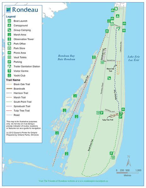 Rondeau Provincial Park Map Park Trails Hiking Trails Ontario
