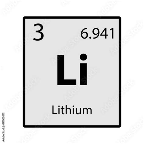 Lithium Periodic Table Element Gray Icon On White Background Vector