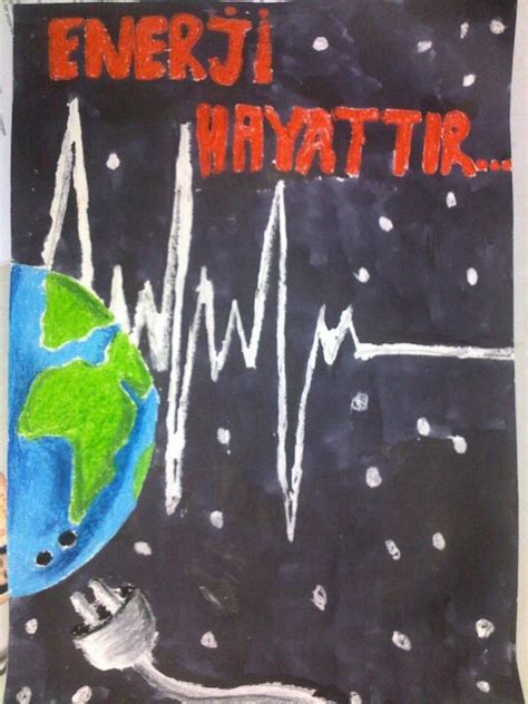 Enerji tasarrufu konulu afiş Noel ağacı elişi Yeni yürümeye başlayan